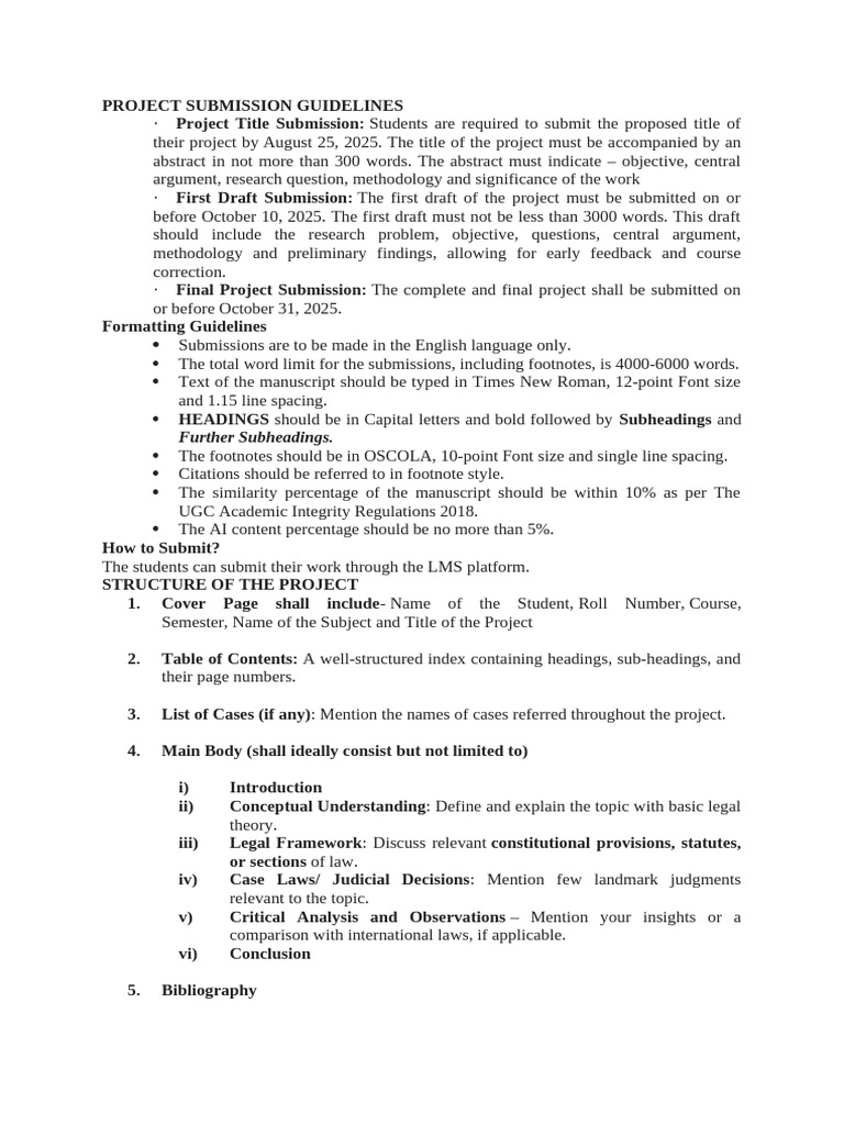 PROJECT Submission Guideline | PDF | Abstract (Summary) | Note (Typography)