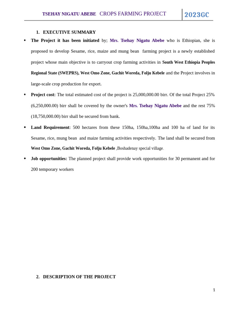 Tsehay FULL PROJ Final Updated | PDF | Rice | Agriculture