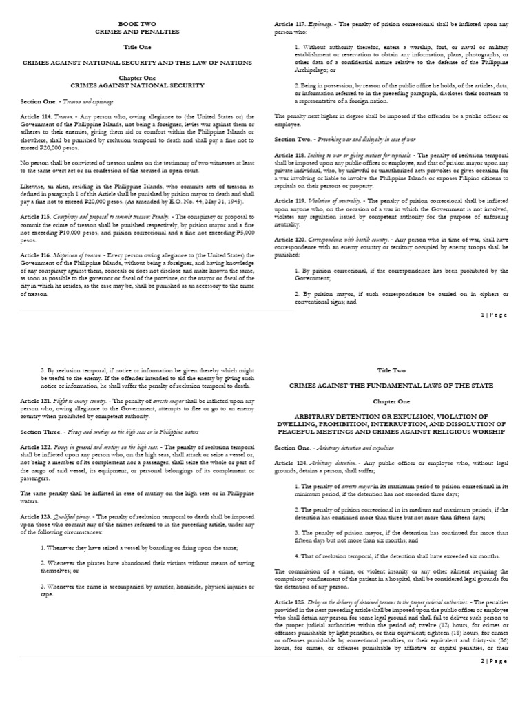 Codal Provisions | PDF | Treason | Forgery