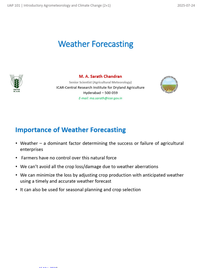 Importance of Weather Forecasting in Agriculture | PDF | Weather ...