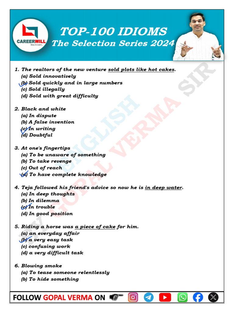 Top 100 Idioms Explained | PDF | Idiom