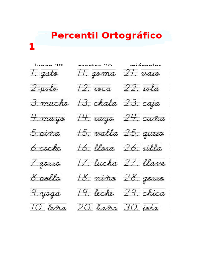 Percentil Ortográfico 1 | PDF