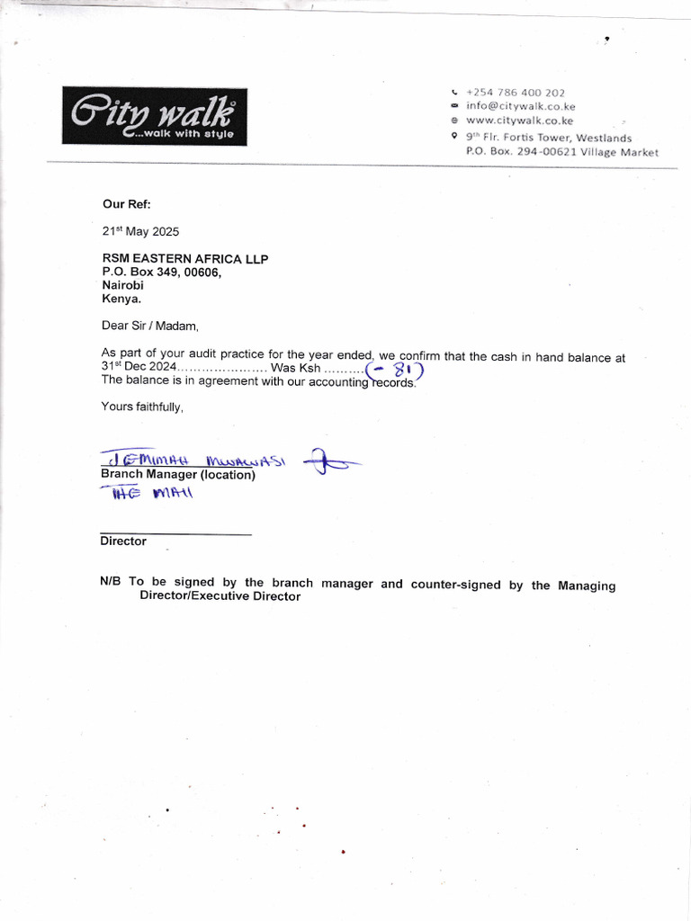 Petty Cash Confirmation Letter Template | PDF
