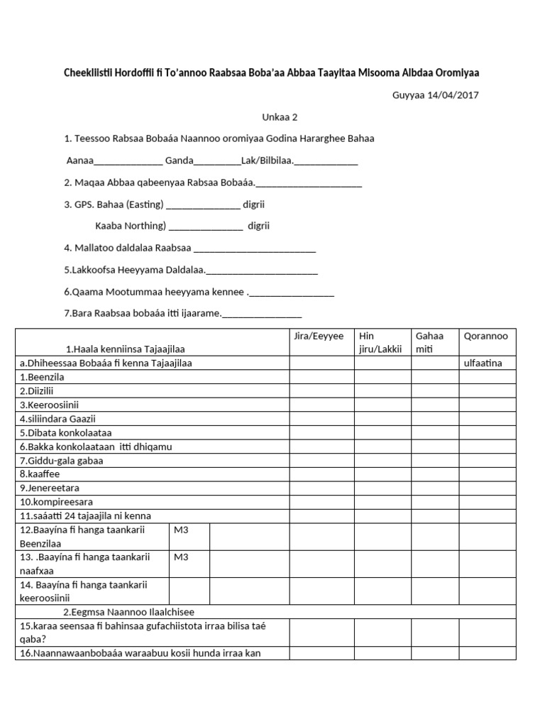 Unkaa Raabsaa Bobaáa | PDF