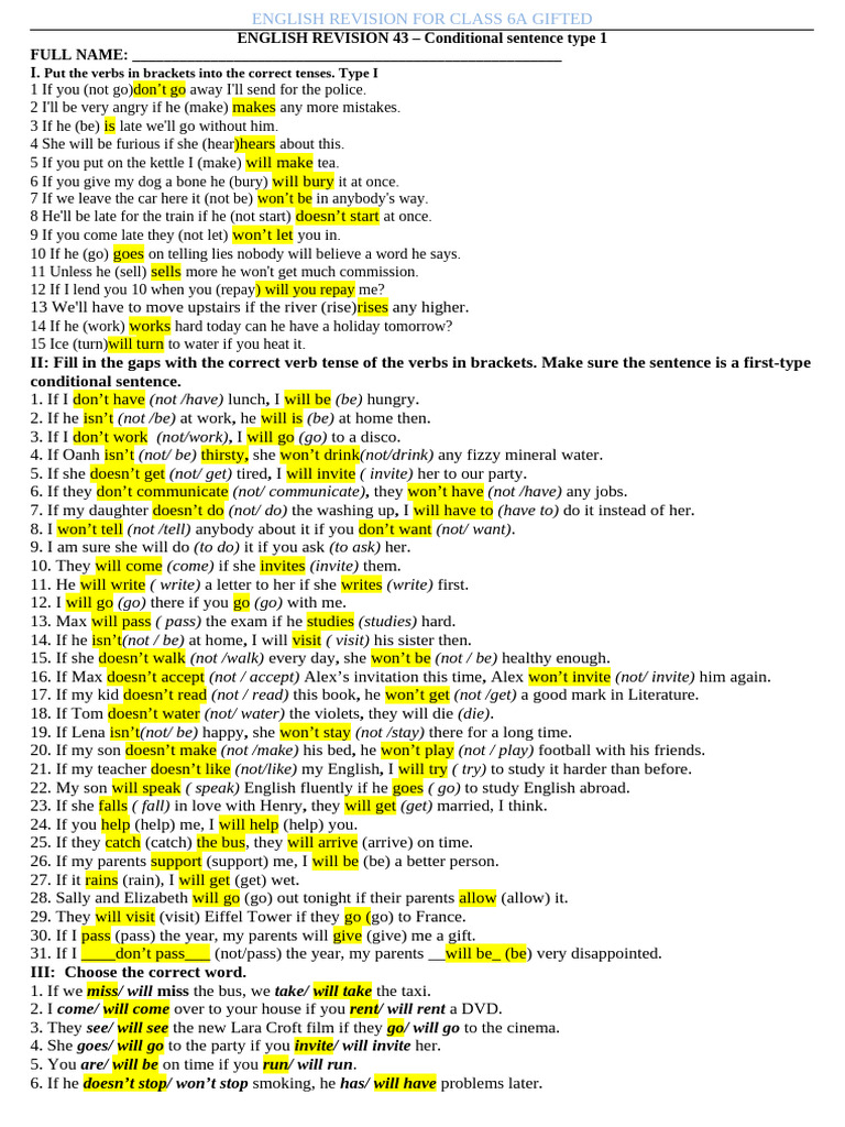 Lesson 43 - Conditional Sentence Type 1 | PDF