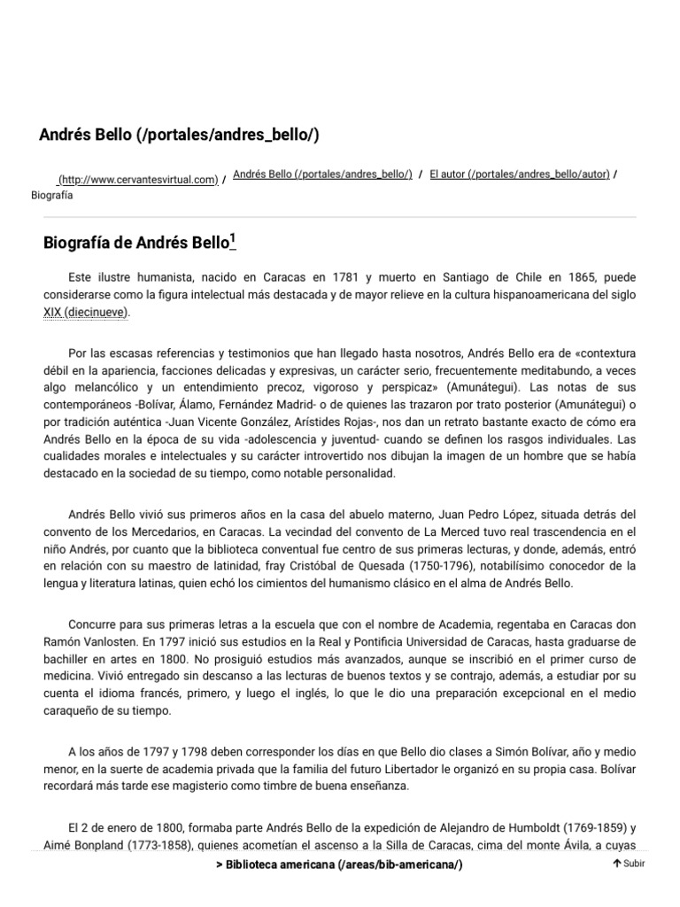 Biografía de Andrés Bello - Andrés Bello | PDF | Poesía | Chile
