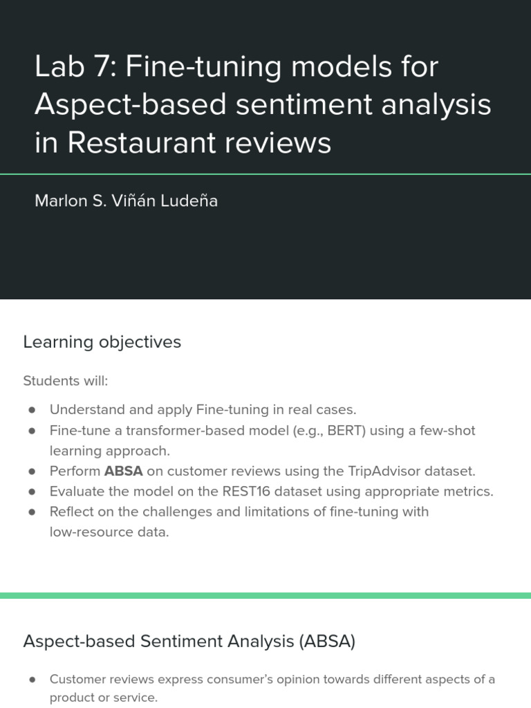 Fine-tuning ABSA Models for Reviews | PDF | Machine Learning ...