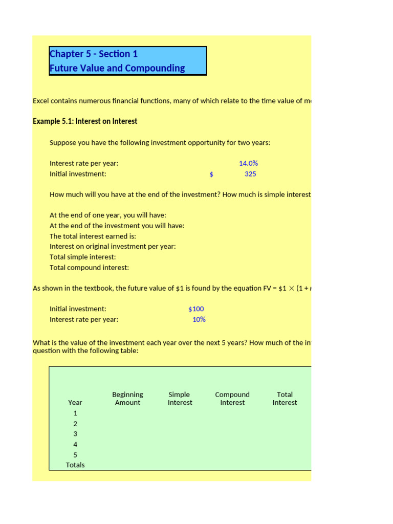 Ch5 Excel Practice Problems Student Without Solution | PDF | Present Value | Interest