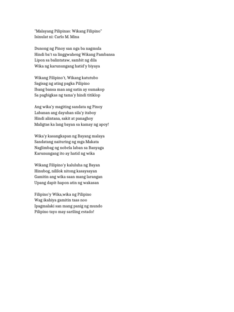 Malayang Pilipinas Wikang Filipino | PDF