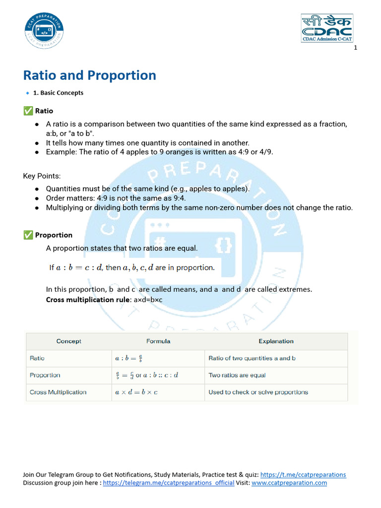 Ratio and Proportion Notes | PDF | Ratio | Elementary Mathematics