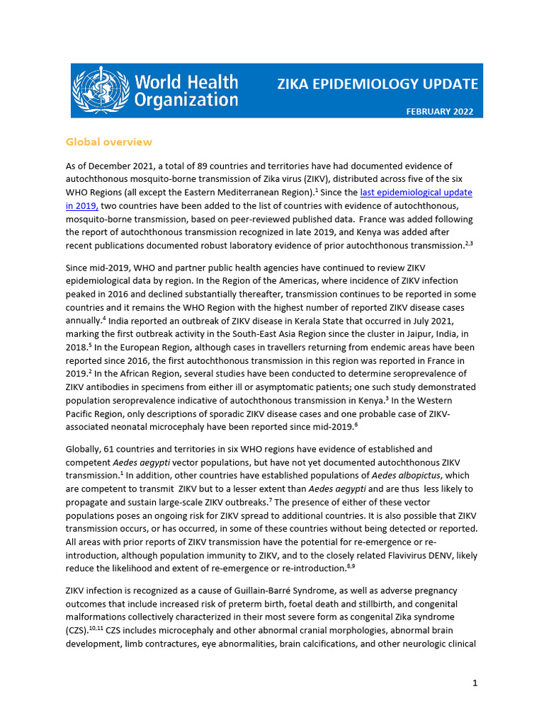 Zika Epidemiology Update February 2022 Clean Version | PDF | Zika Virus ...