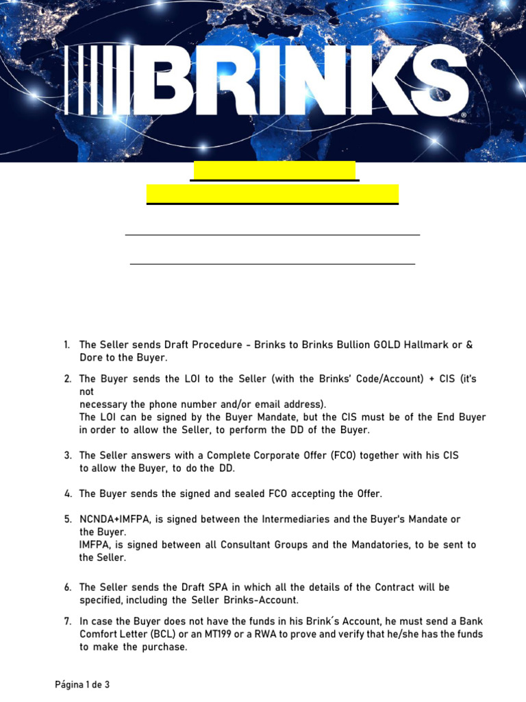 Brinks to Brinks Gold Transaction Guide | PDF