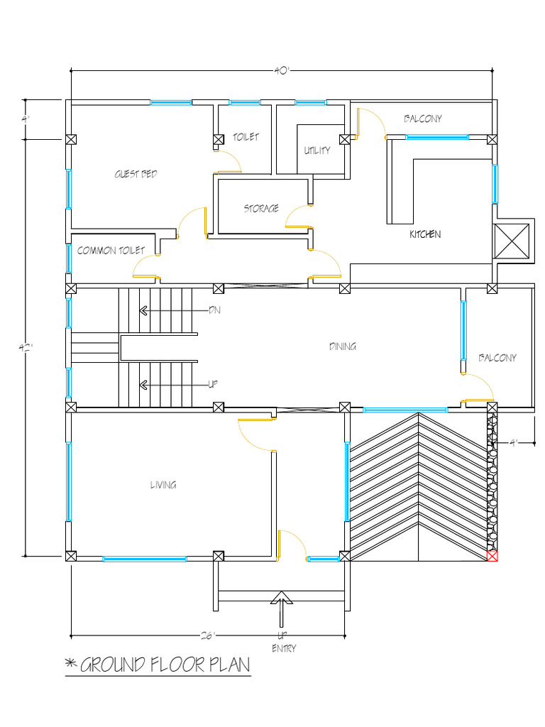Ground Floor Plan Layout Design | PDF