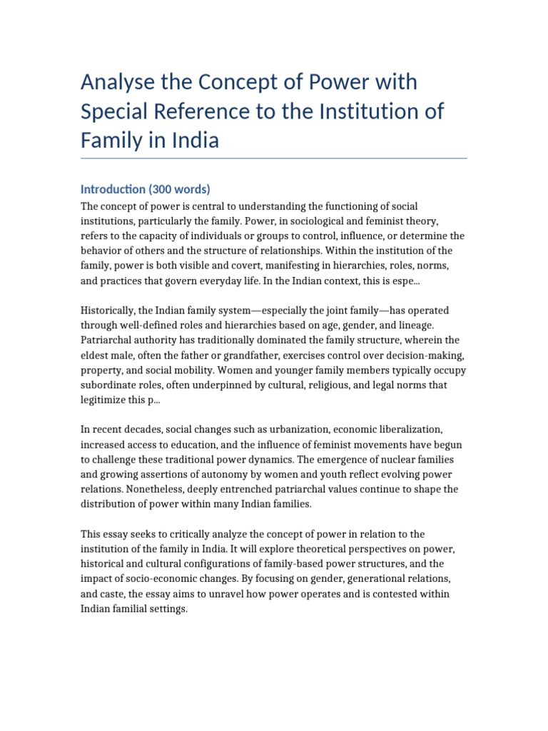 Power and Family in India | PDF | Patriarchy | Family