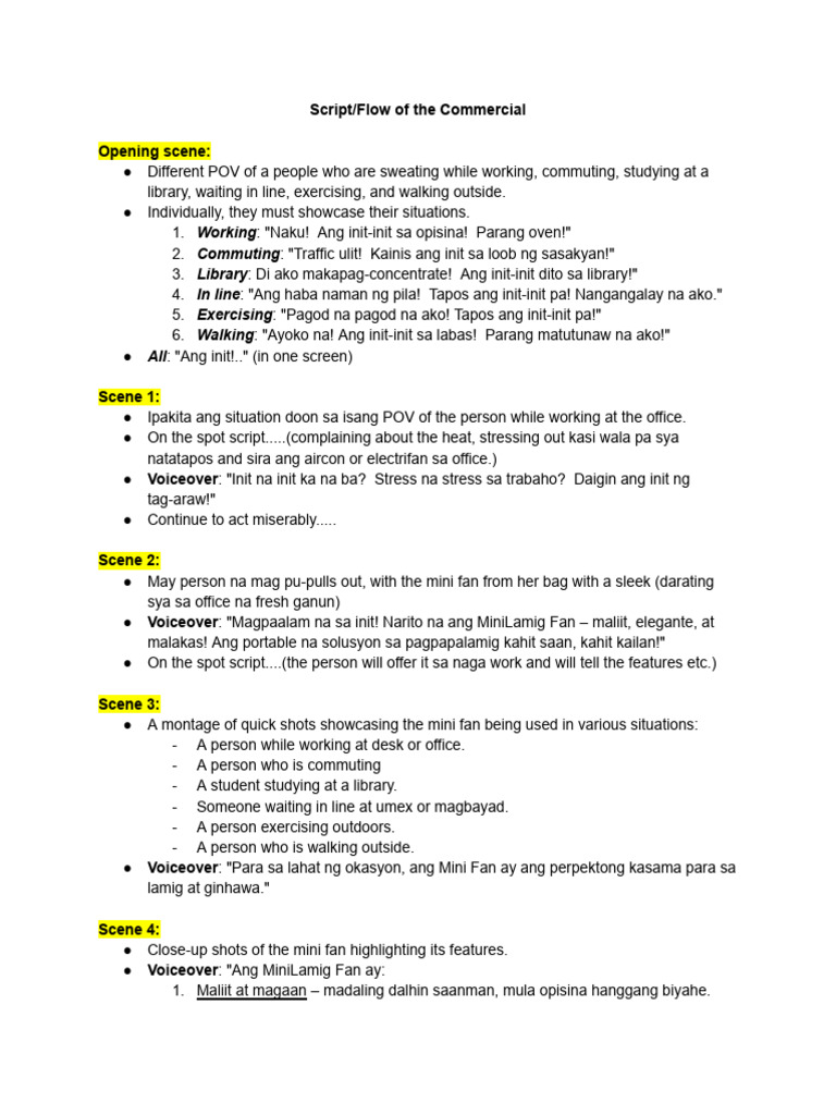Script-Flow of The Commercial | PDF