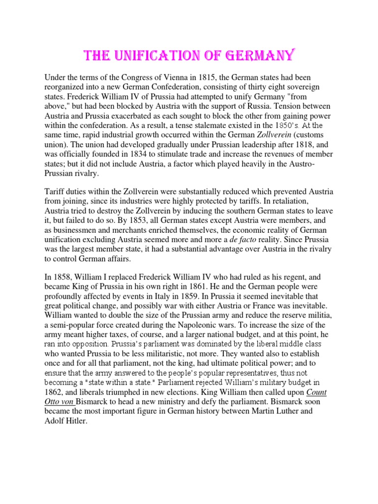 The Unification of Germany | PDF | German Empire | Otto Von Bismarck