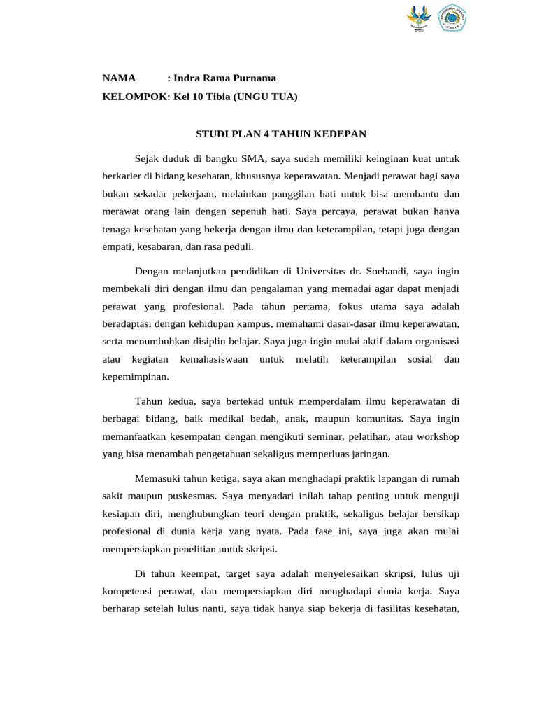 Rencana Karier Keperawatan Indra Purnama | PDF