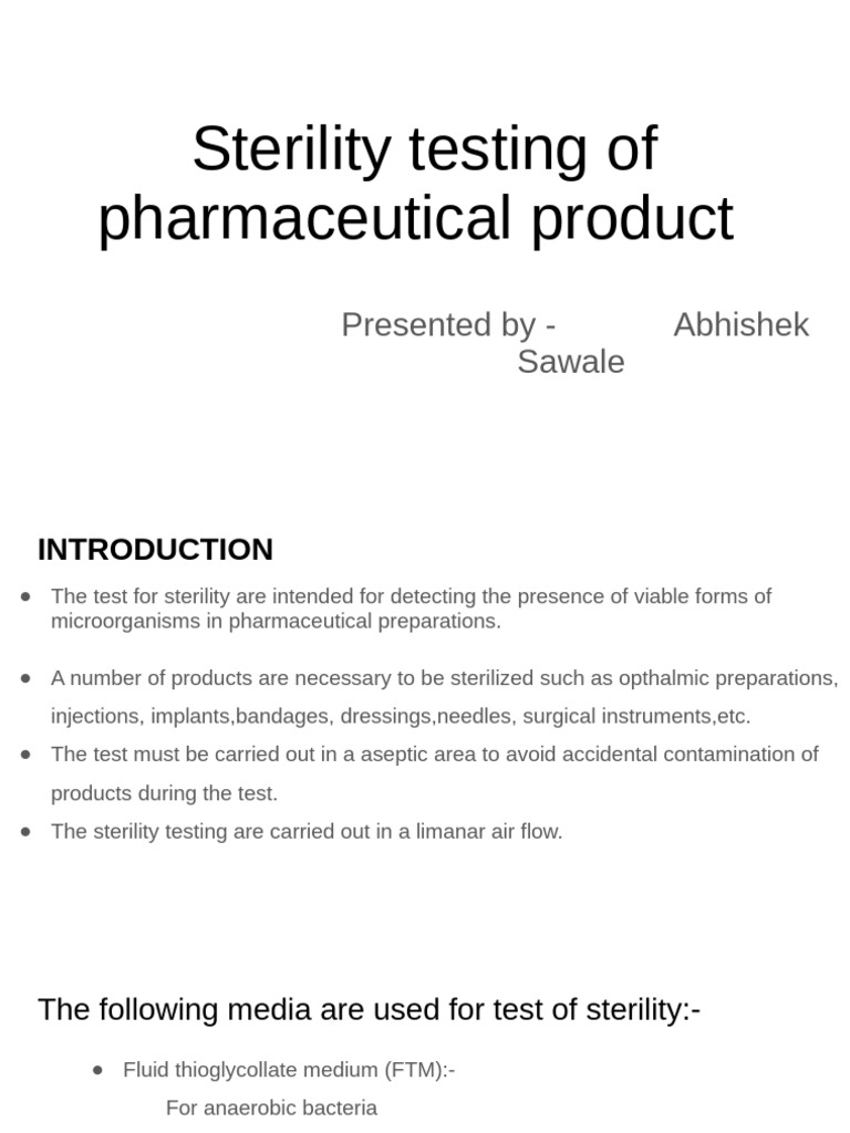 Sterility Testing of Pharmaceutical Products | PDF | Sterilization ...
