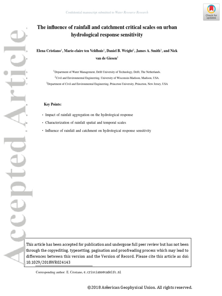 Cristiano 2019 The Influence of Rainfall and Catchment Critical Scales On Urban Hydrological ...