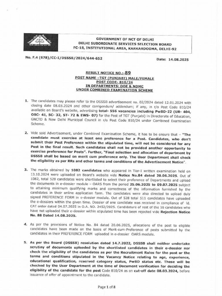 810-24 Result Notice | PDF