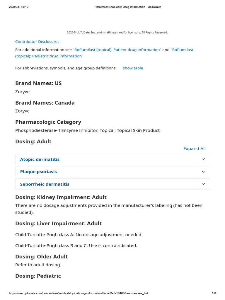 Zoryve Pregnancy Category Information | PDF | Topical Medication ...