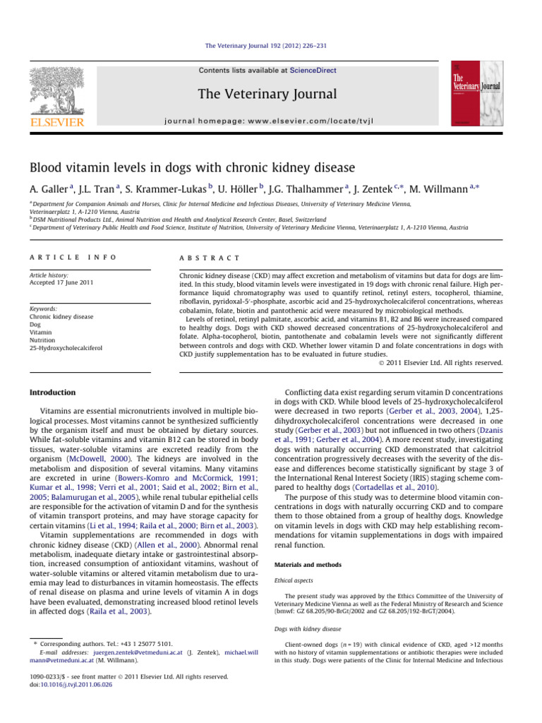 Vitamin Levels in Dogs with CKD | PDF | Chronic Kidney Disease | Kidney