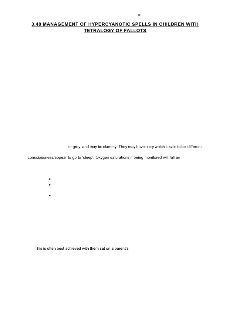 3.48 Management of Spells in Children With Tetralogy of Fallots | PDF ...