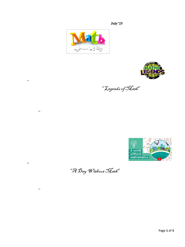 Math House Activity, 30th July'25 | PDF | Mathematics