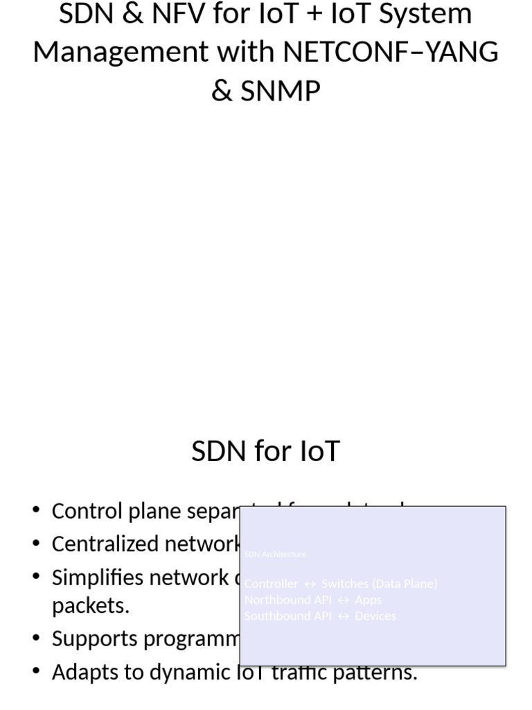 SDN NFV Iot Netconf Yang SNMP With Diagrams | PDF | Internet Of Things | Computer Network