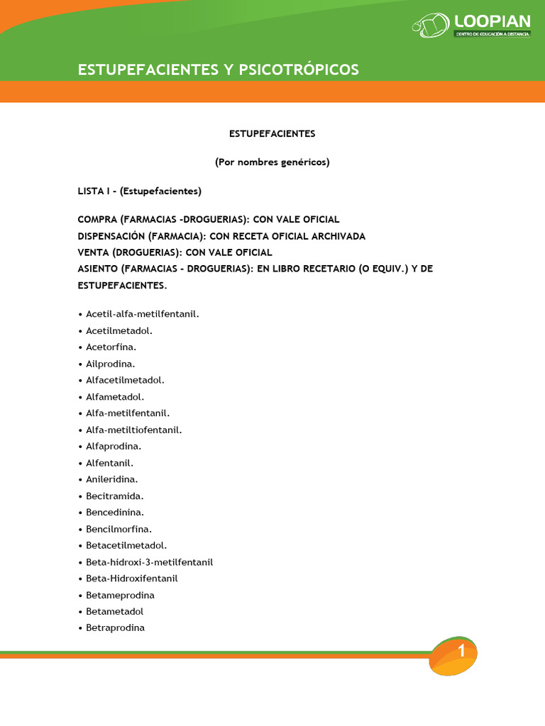 Anexo Lista de Estupefaciente y Psicotrópicos | PDF | Comercio ilegal ...