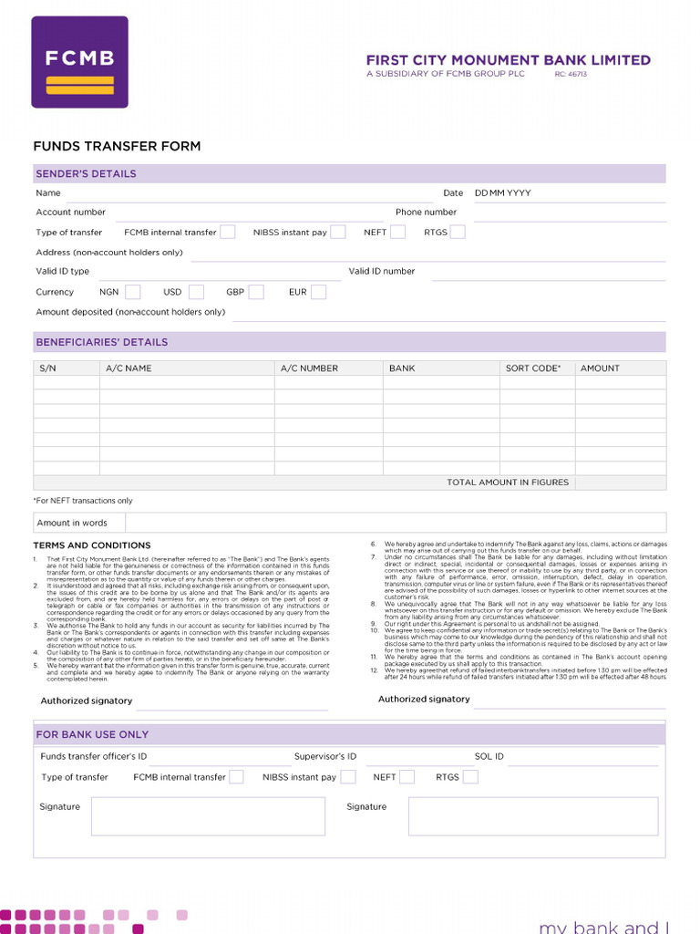 Funds Transfer Form | PDF