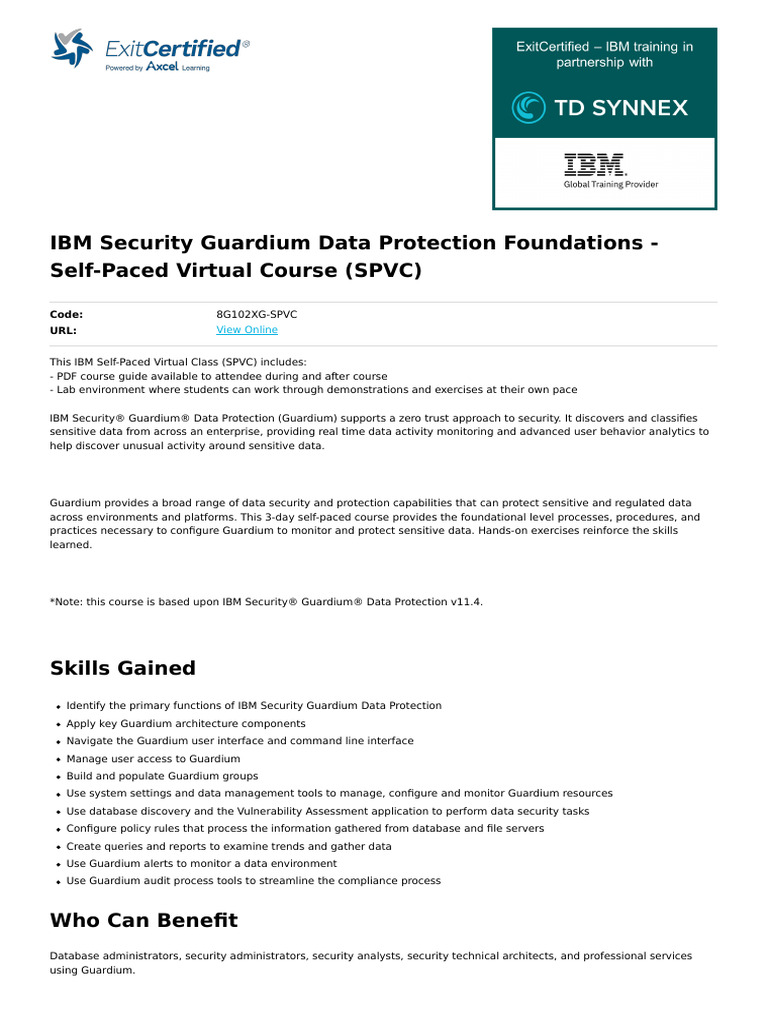 Ibm Security Guardium Data Protection Foundations Self Paced Virtual ...