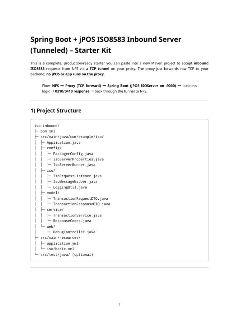 Spring Boot + J Pos Iso8583 Inbound Server (Tunneled) - Starter Kit | PDF | Proxy Server | Computing