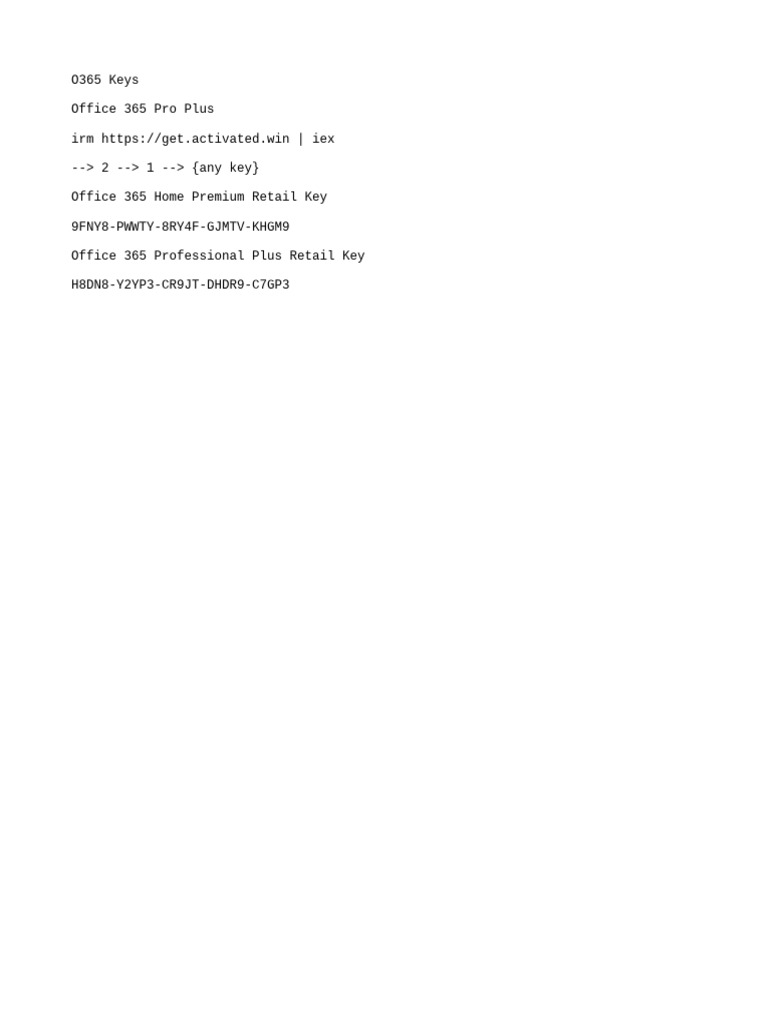 Office 365 Product Keys List | PDF