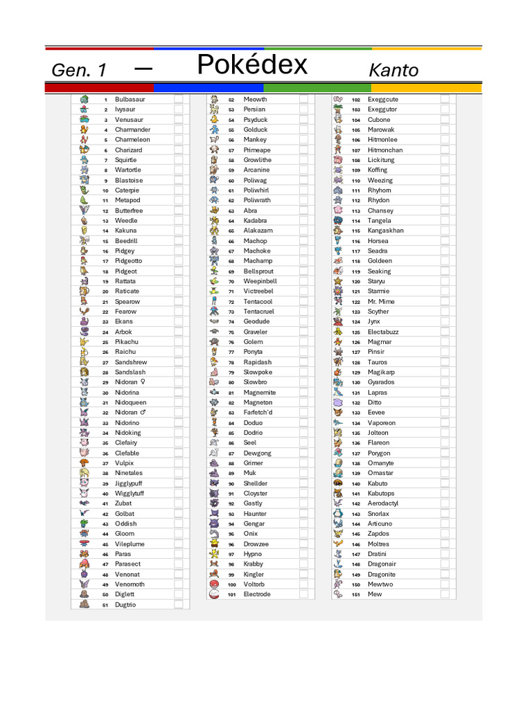 KANTO - GEN. 1 | PDF | Pokémon | Personagens criados