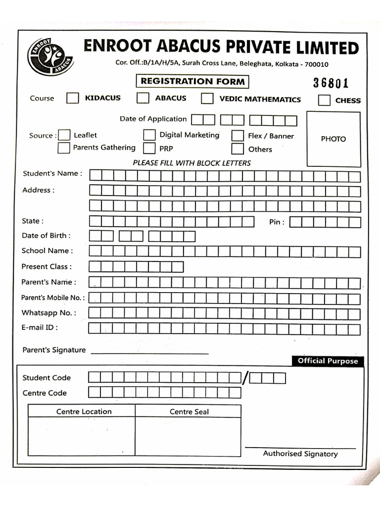 Abacus Form. | PDF