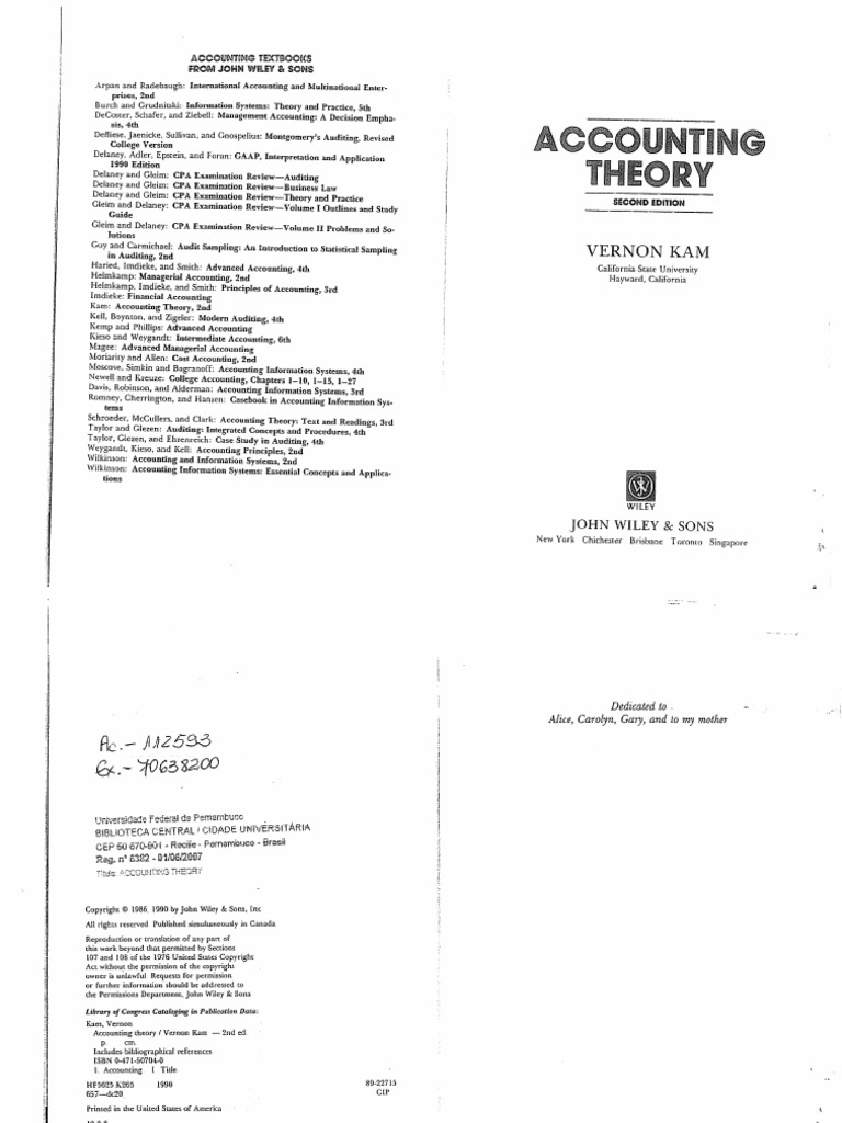 Accounting Theory - Vernon Kam | PDF