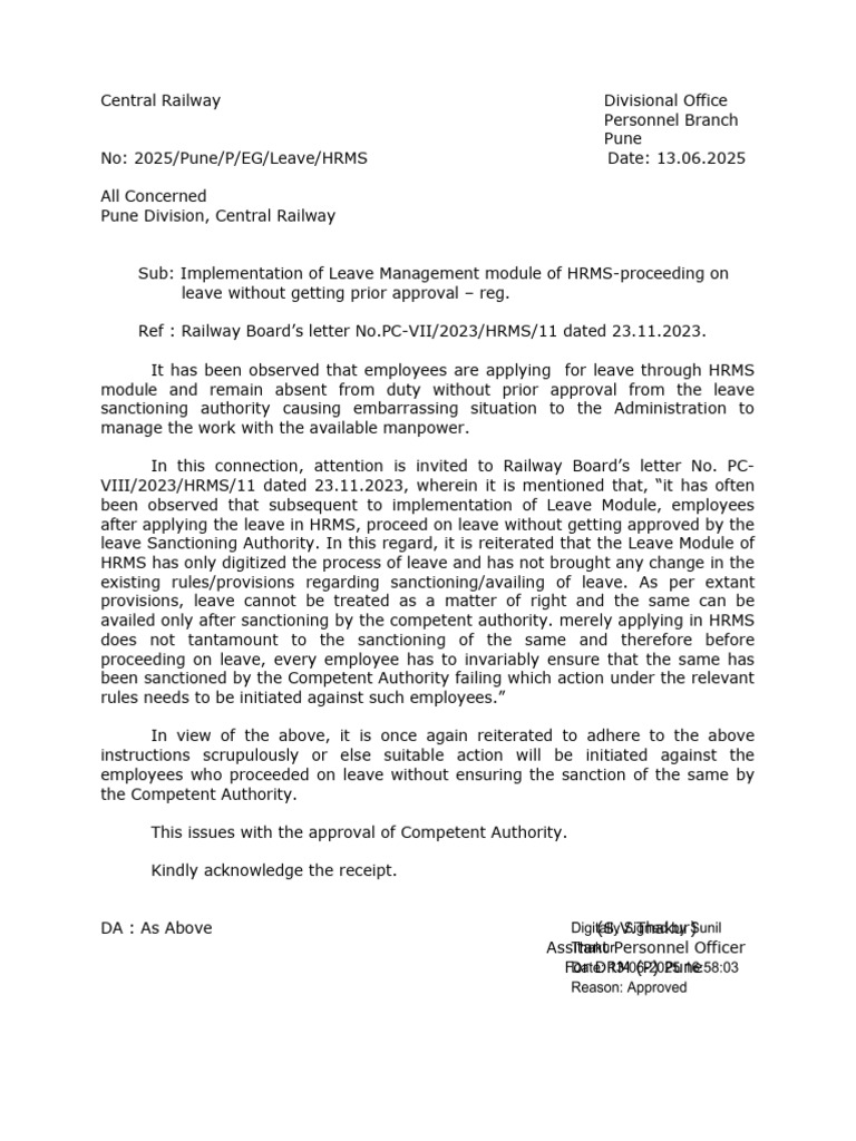 Leave Management Compliance Reminder | PDF | Justice | Crime & Violence