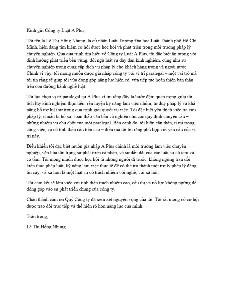 Cover Letter APlus | PDF