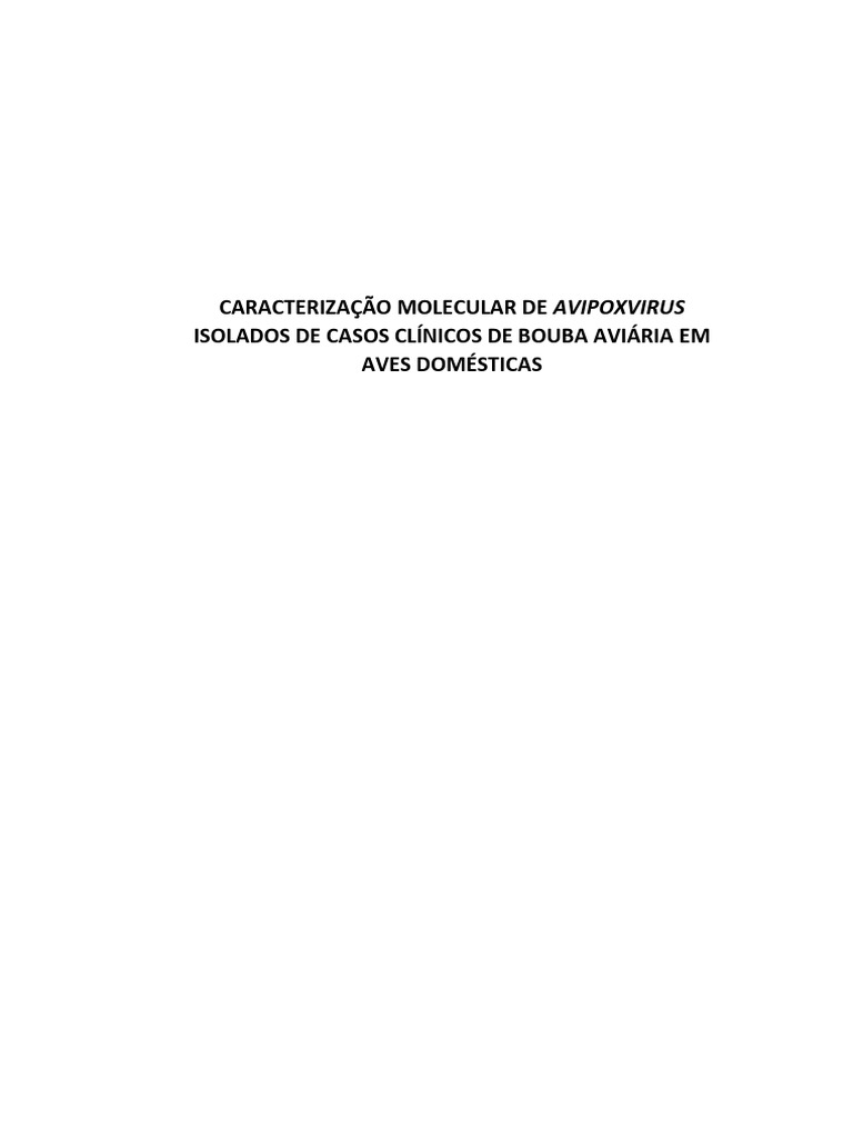 Caracterização de Avipoxvirus em Aves | PDF | Vírus | Ciências da Saúde