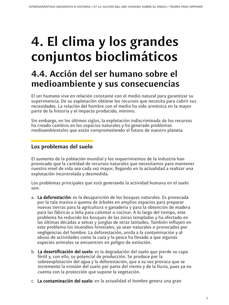 07 La Acción Del Ser Humano Sobre El Medio - Teoría para Imprimir | PDF ...