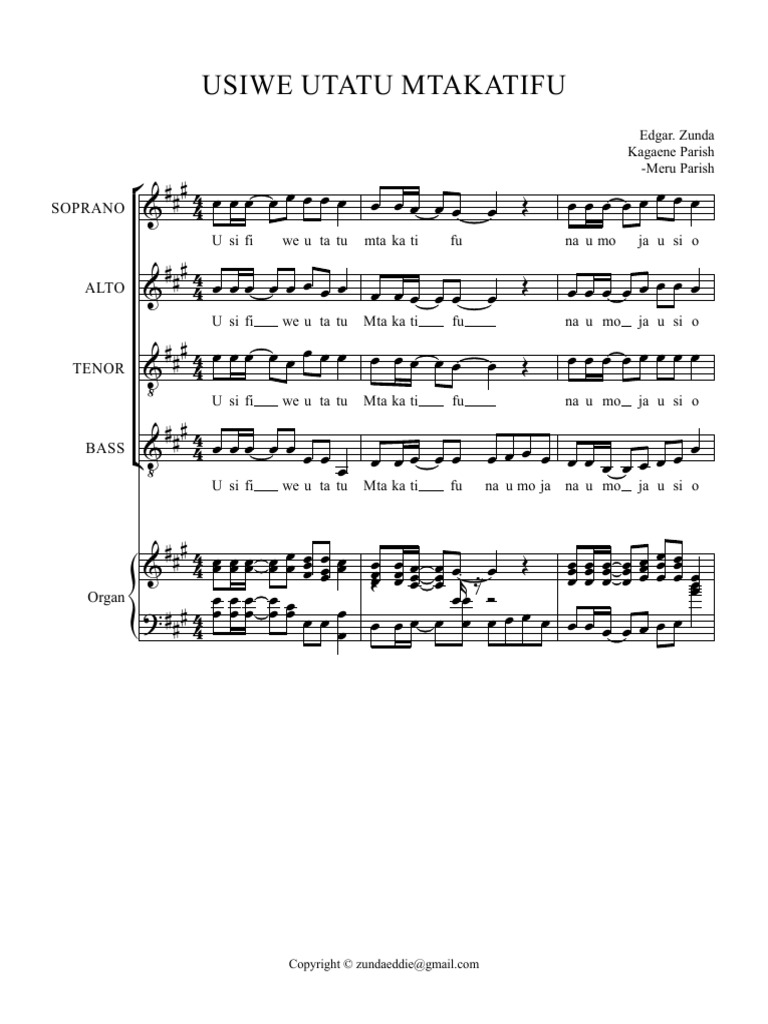 Usifiwe Utatu - Full Score | PDF