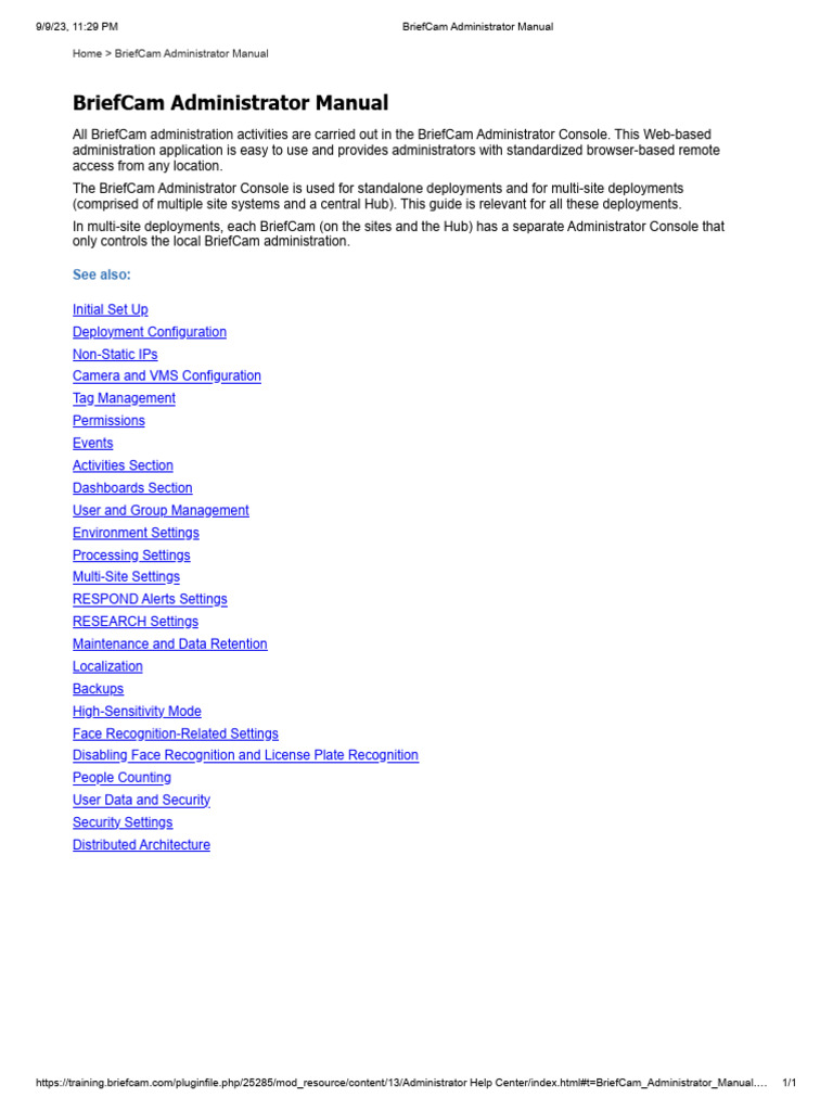 BriefCam Administrator Manual Learn About Configuring A BriefCam Environment Including Setting ...