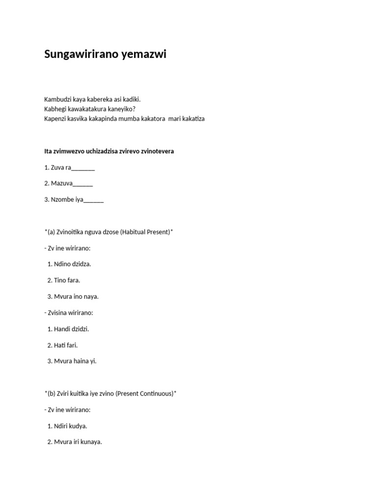 Shona Verb Agreement Guide | PDF