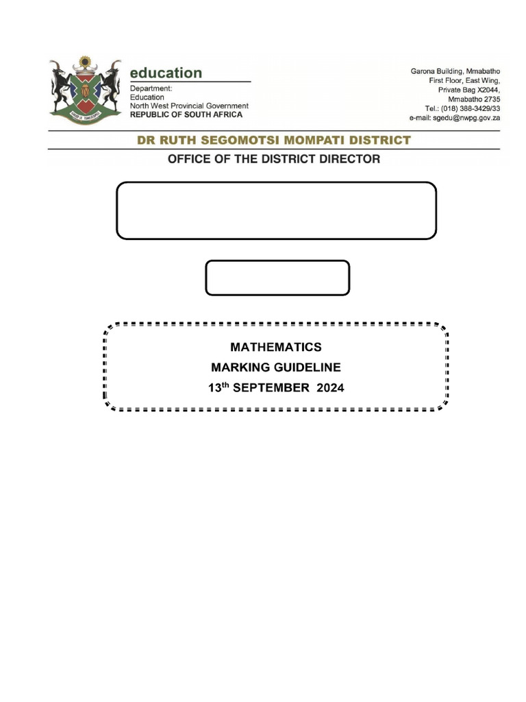 Grade 7 Mathematics Marking Guide | PDF | Euclid | Classical Geometry