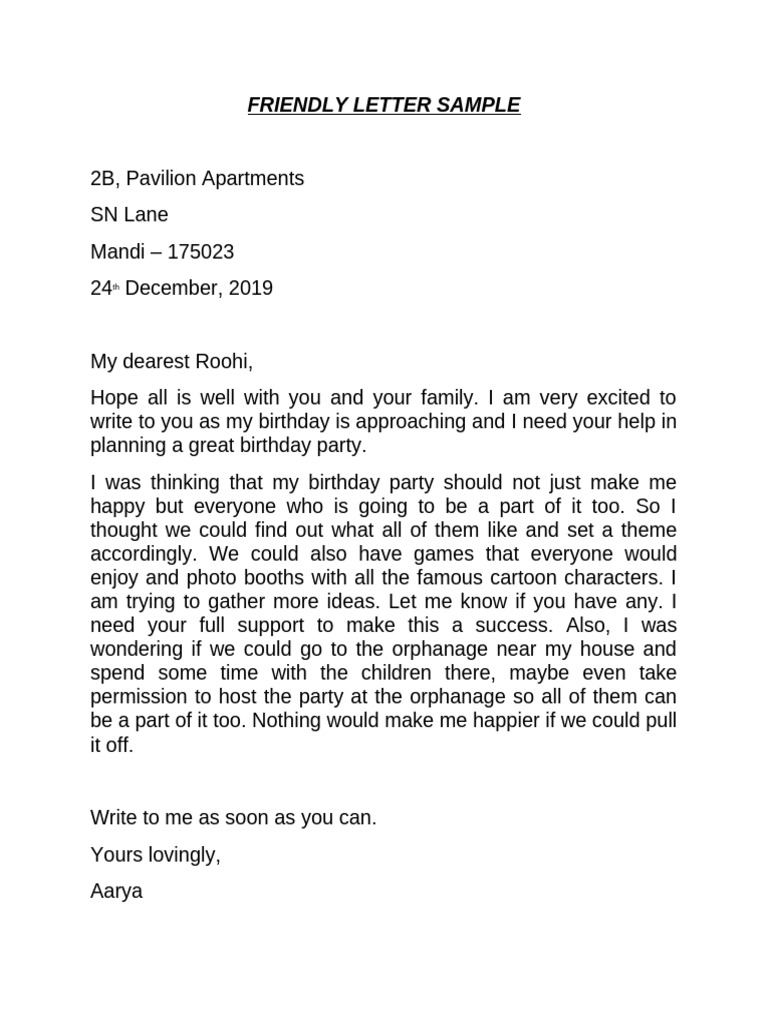 Friendly Letter Format 28 | PDF