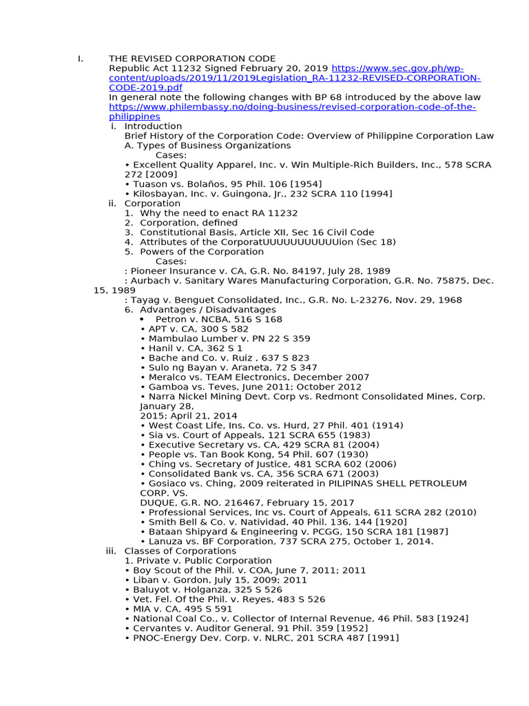 Revised Corporation Code Overview | PDF | Securities (Finance ...