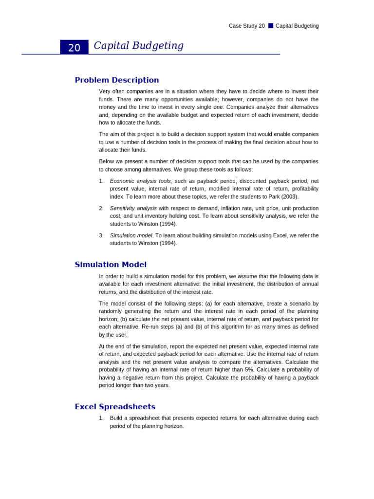 Capital Budgeting Decision Tools Guide | PDF | Spreadsheet | Capital ...