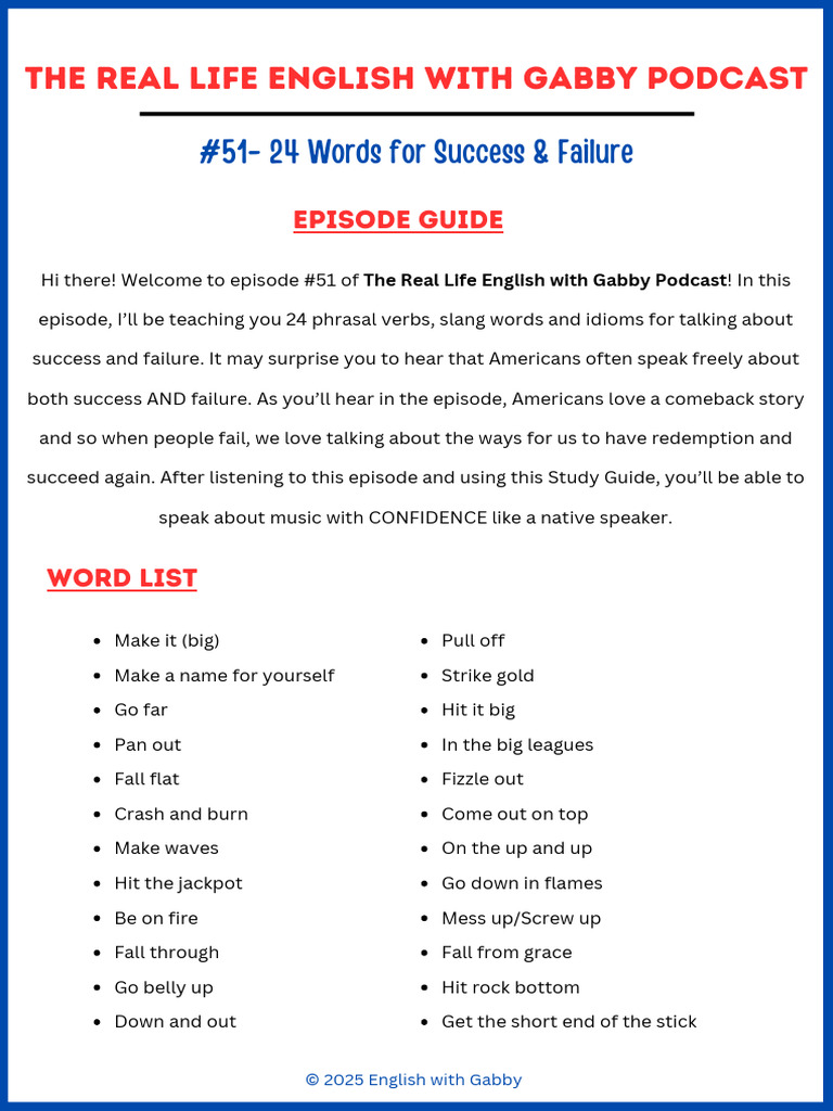 #51 - 26 Words For Success & Failure | PDF | English Language