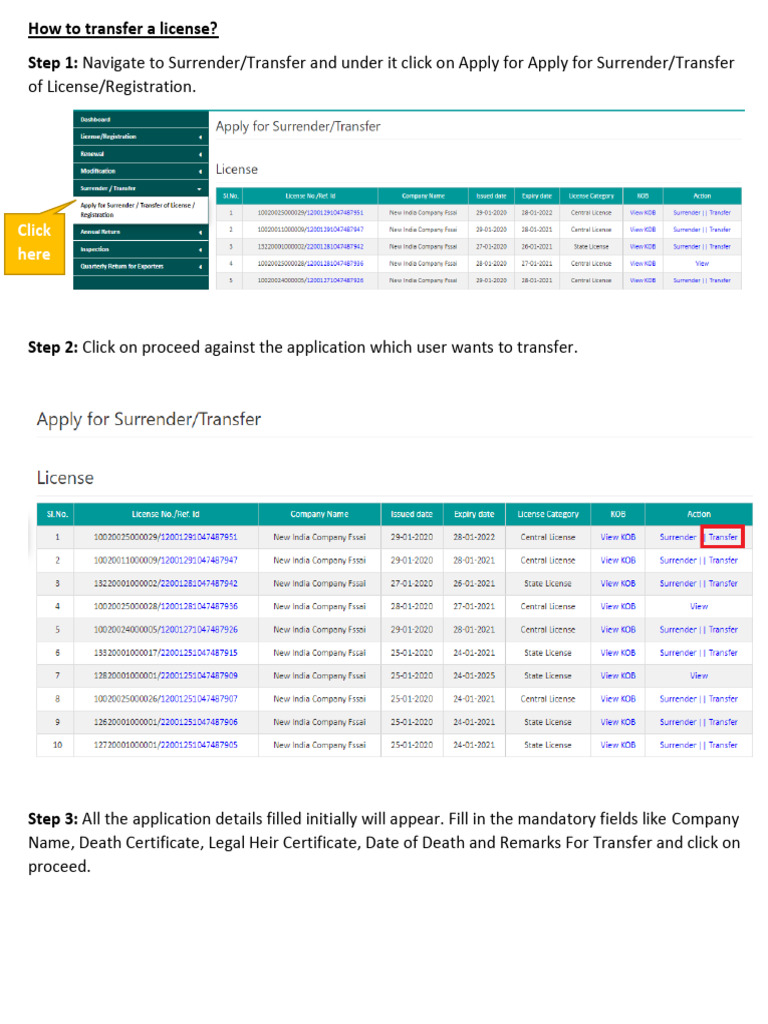 License Transfer Process Guide | PDF